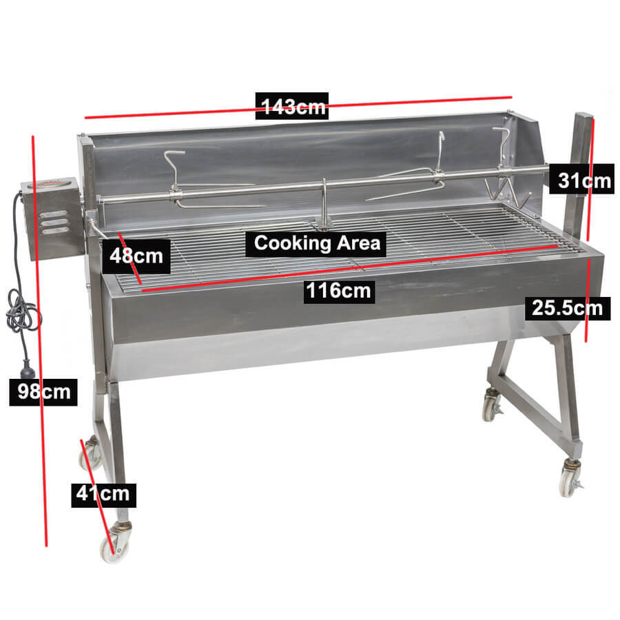 1200 Stainless Steel Spartan Spit Roaster | Flaming Coals - Spit ...