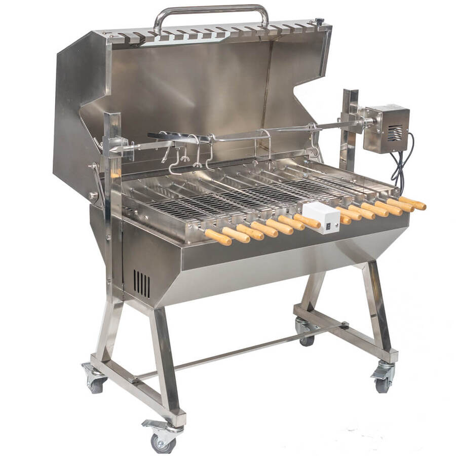 Stainless Steel Hooded Rotisserie & Cyprus Grill - Spit Roasters Australia