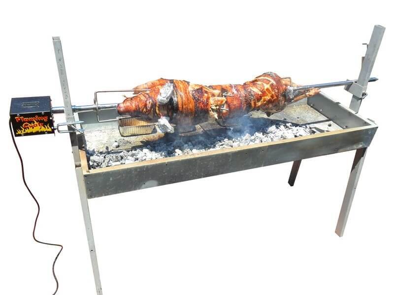 Extendable Large Charcoal BBQ Spit Rotisserie - Flaming Coals - Spit ...