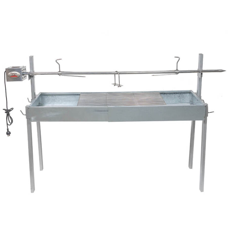Extendable Large Charcoal BBQ Spit Rotisserie - Flaming Coals - Spit ...