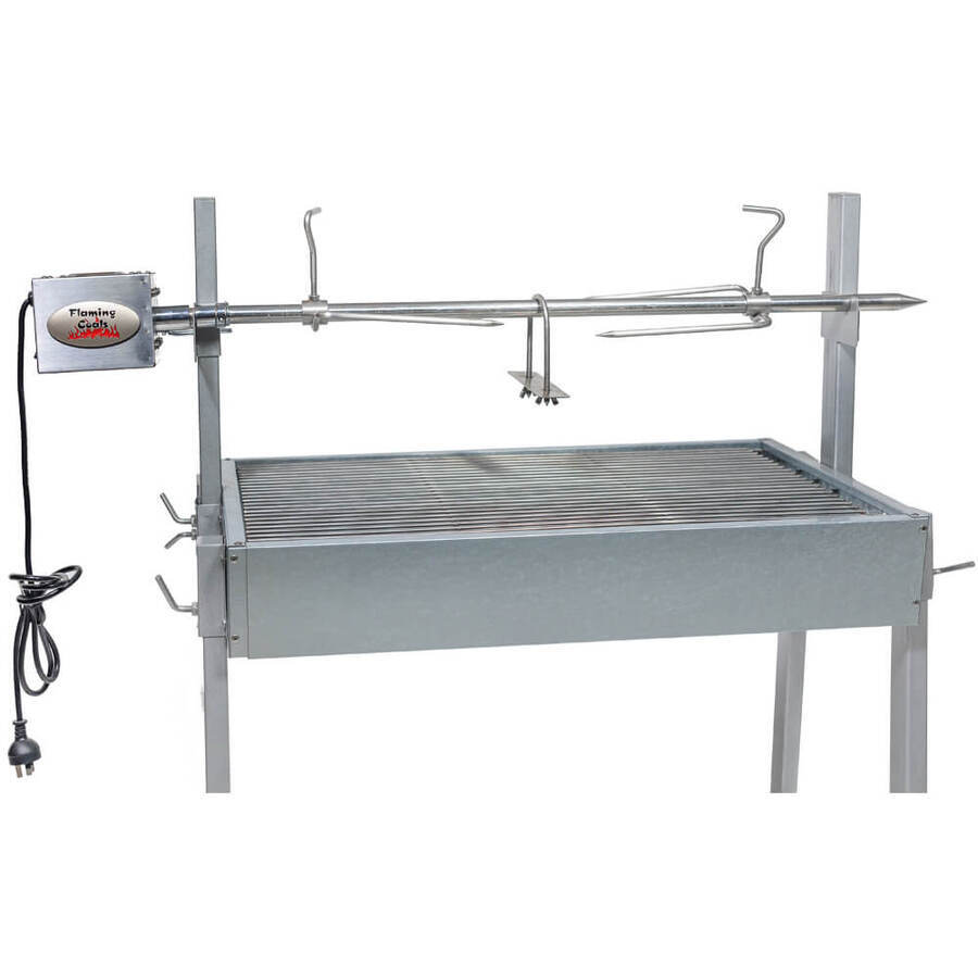 Extendable Large Charcoal BBQ Spit Rotisserie - Flaming Coals - Spit ...