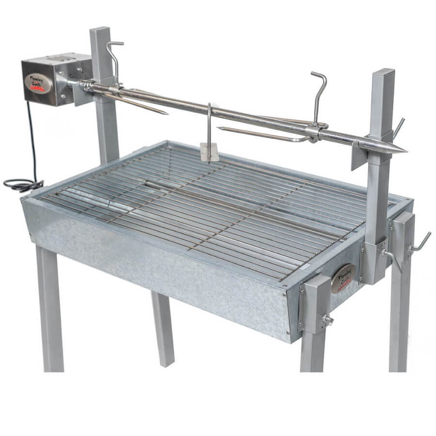 Extendable Large Charcoal BBQ Spit Rotisserie - Flaming Coals - Spit ...
